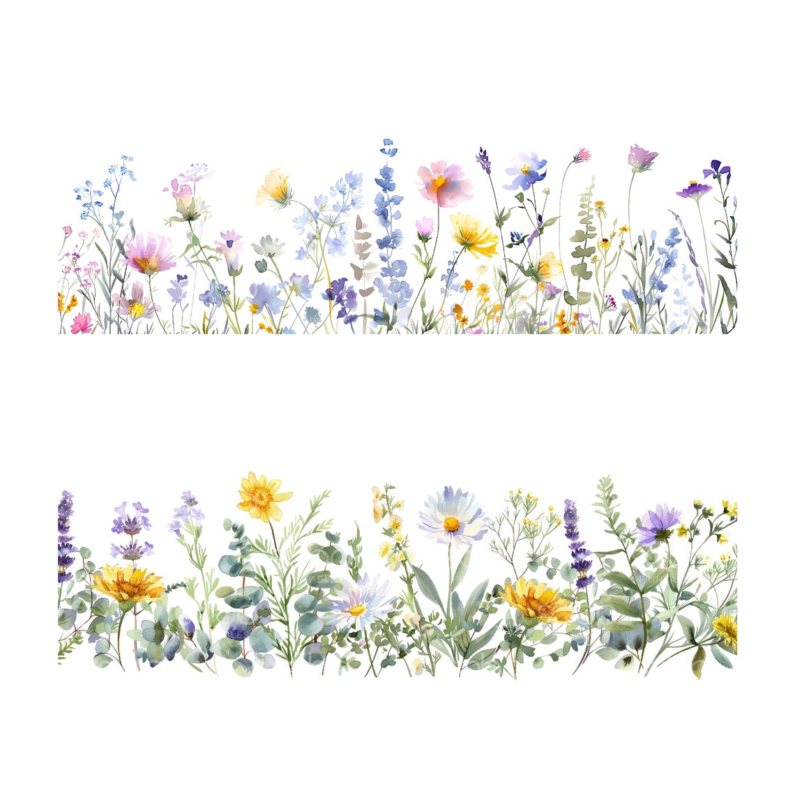 17 Summer Borders Clipart Border, Wildflowers Border Clipart, Digital ...