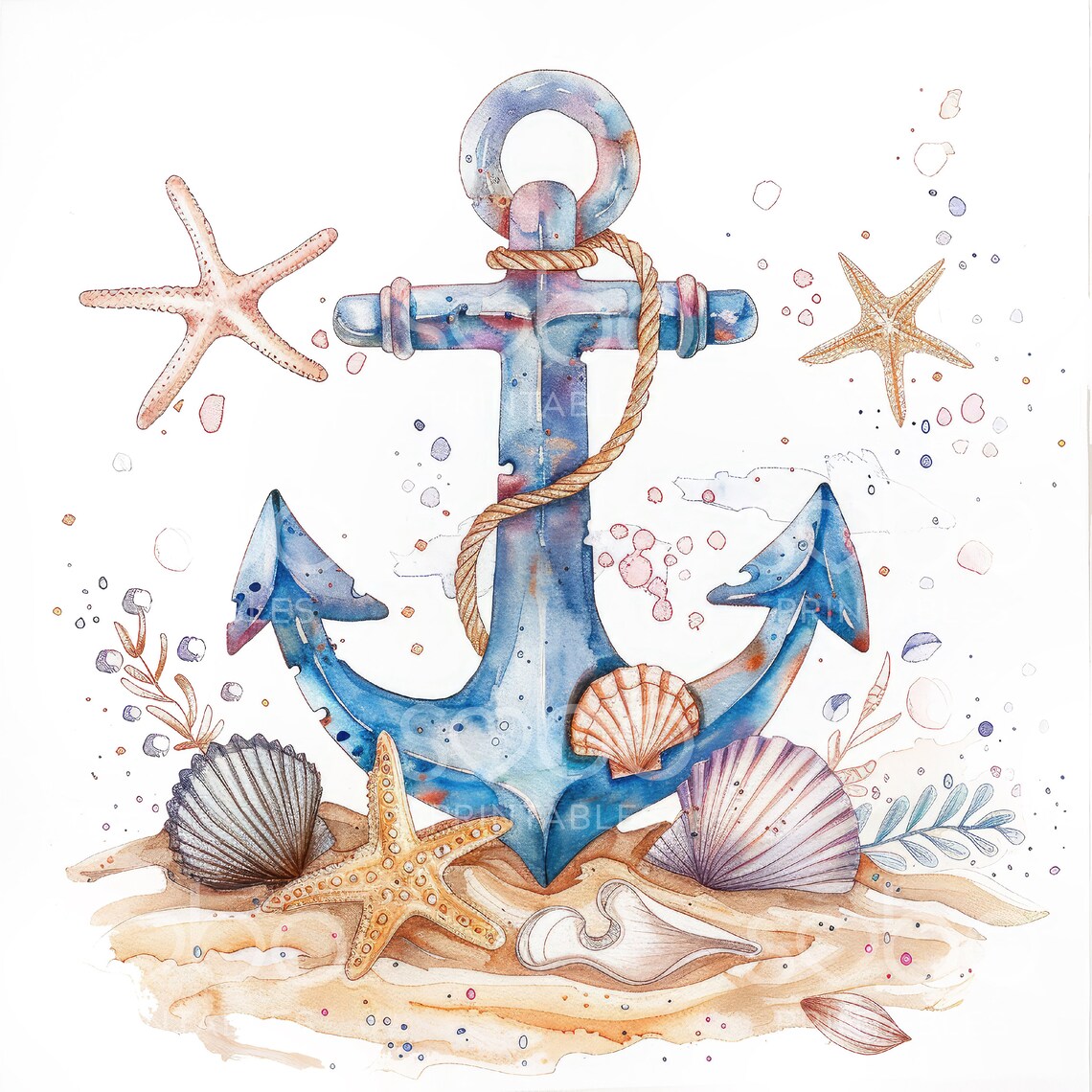 13 Anchor Seashells Clipart, Seashells Clipart, Nautical Decor, Digital ...