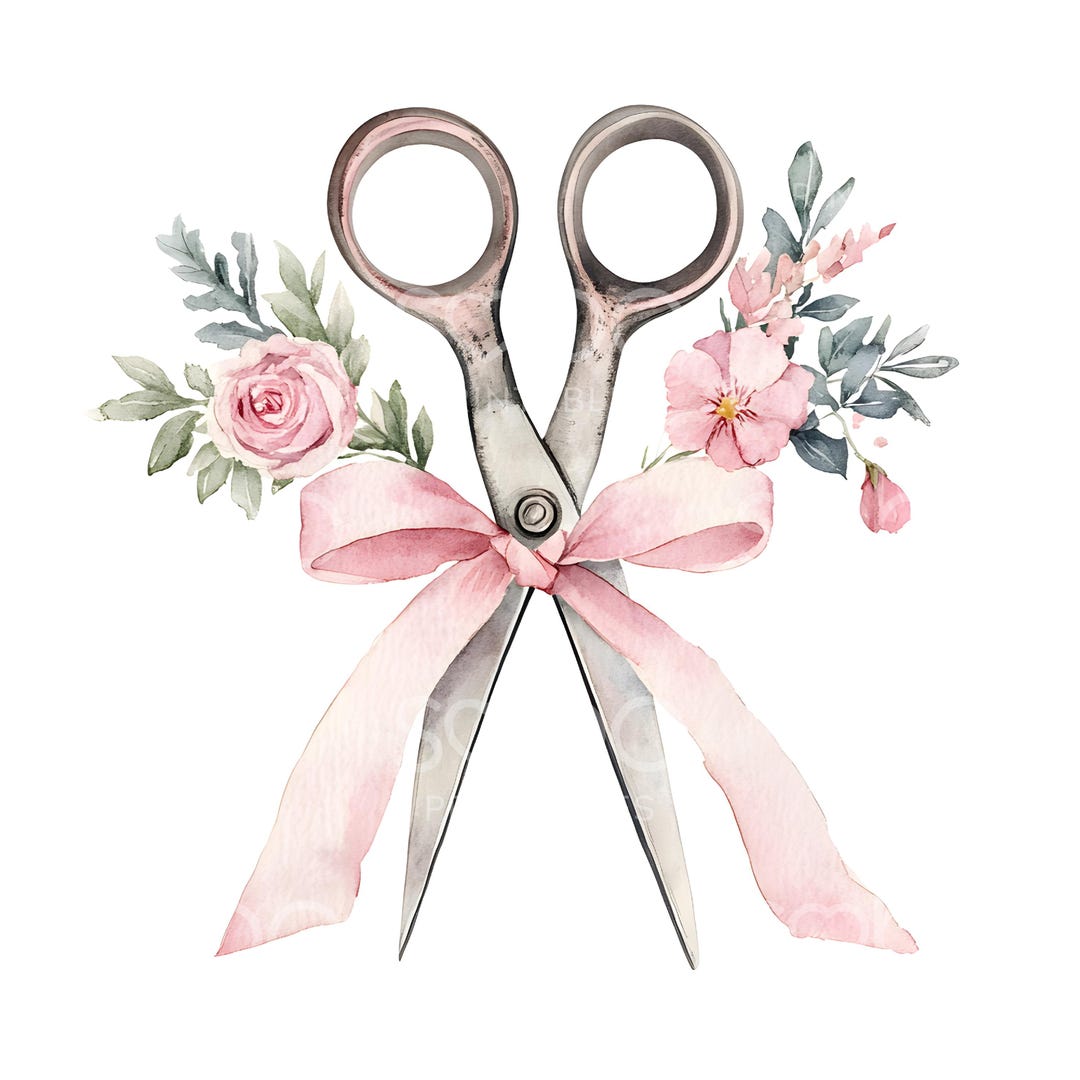 20 Vintage Floral Scissors Clipart, Cute Shabby Chic Clipart, High ...