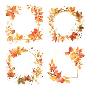 25 Gold Foil Autumn Frames Clipart, Gold Frame Border, High Quality ...