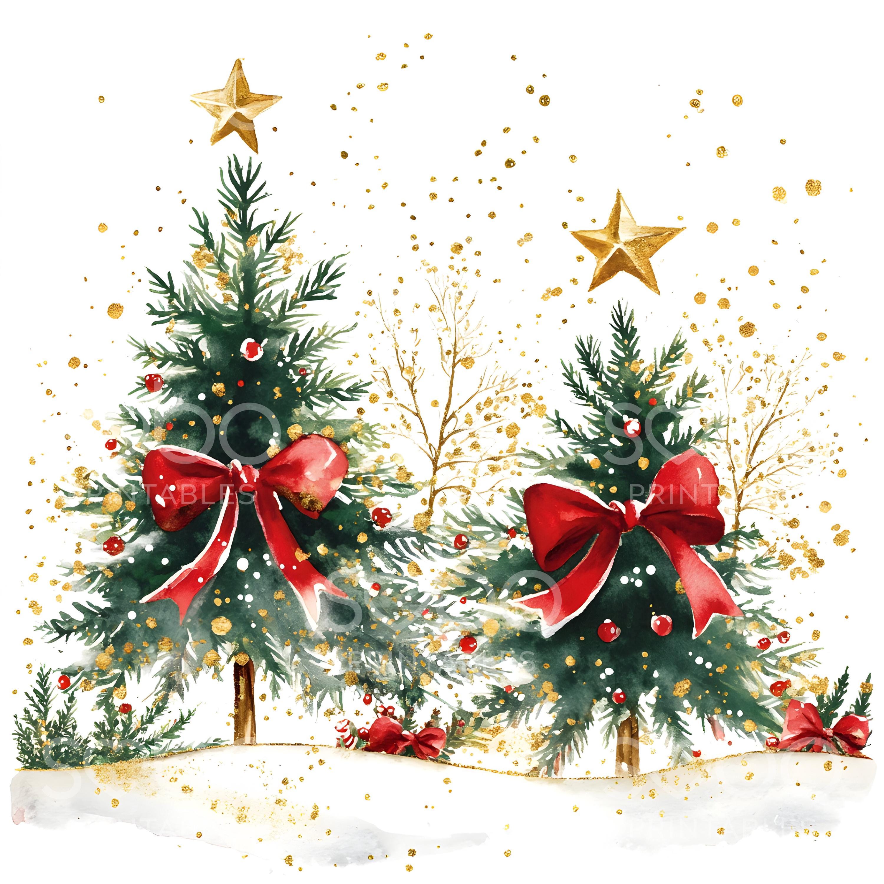 22 Classic Christmas Trees Clipart, Winter Festive Clipart, Printable ...