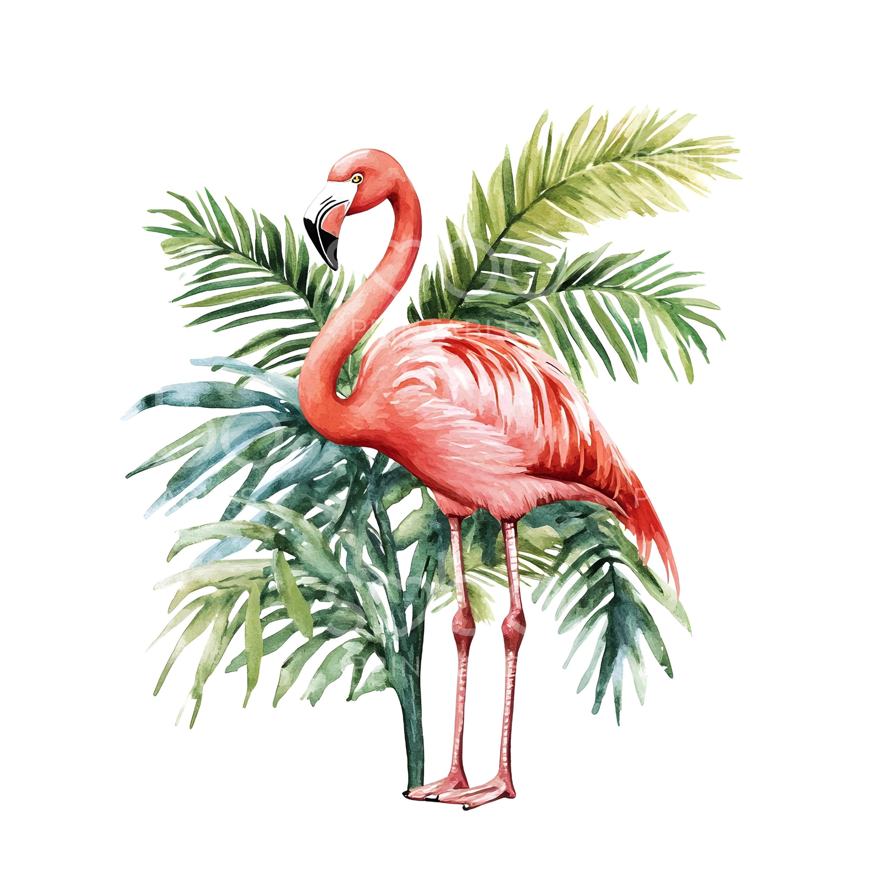 19 Tropical Flamingo Clipart, Floral Flamingo, Tropical Watercolor Art ...