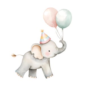 21 Baby Elephant Birthday Clipart, Cute Elephant, Baby Safari Animal ...