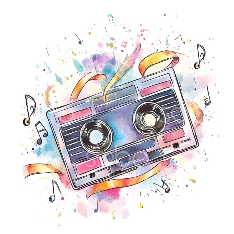 22 Retro Tape Clipart, Music Clipart, Cassette Tape, Printable ...
