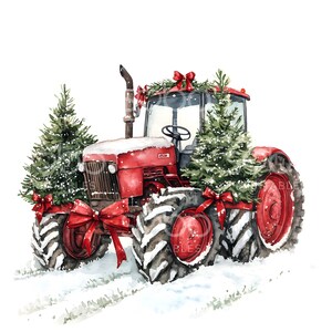 15 Christmas Farm Tractor Clipart, Christmas Clipart, Printable ...