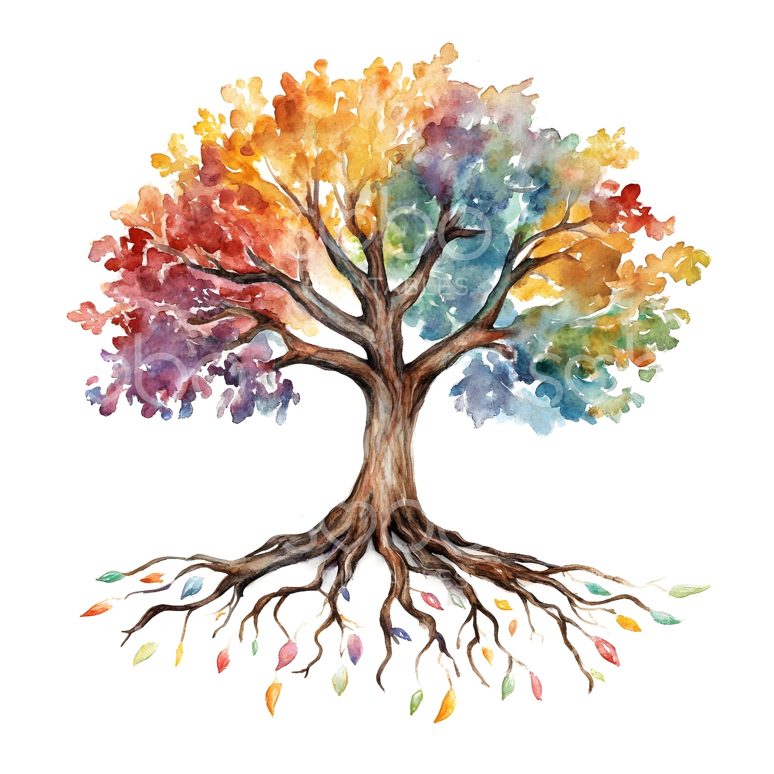 22 Rainbow Tree of Life Clipart, Family Tree, Oak Tree, Printable ...