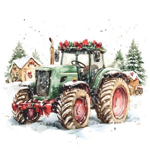15 Christmas Farm Tractor Clipart, Christmas Clipart, Printable ...