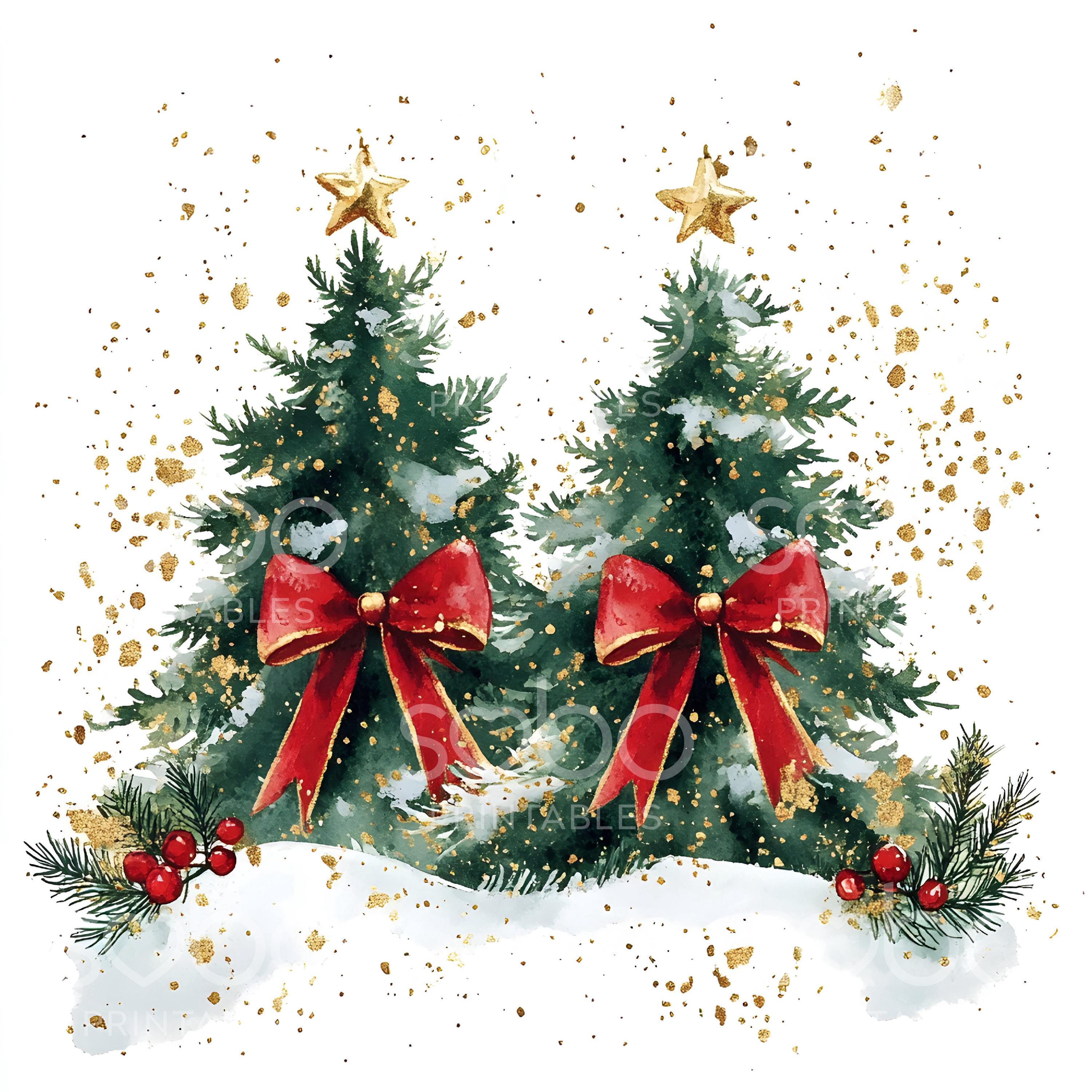 22 Classic Christmas Trees Clipart, Winter Festive Clipart, Printable ...