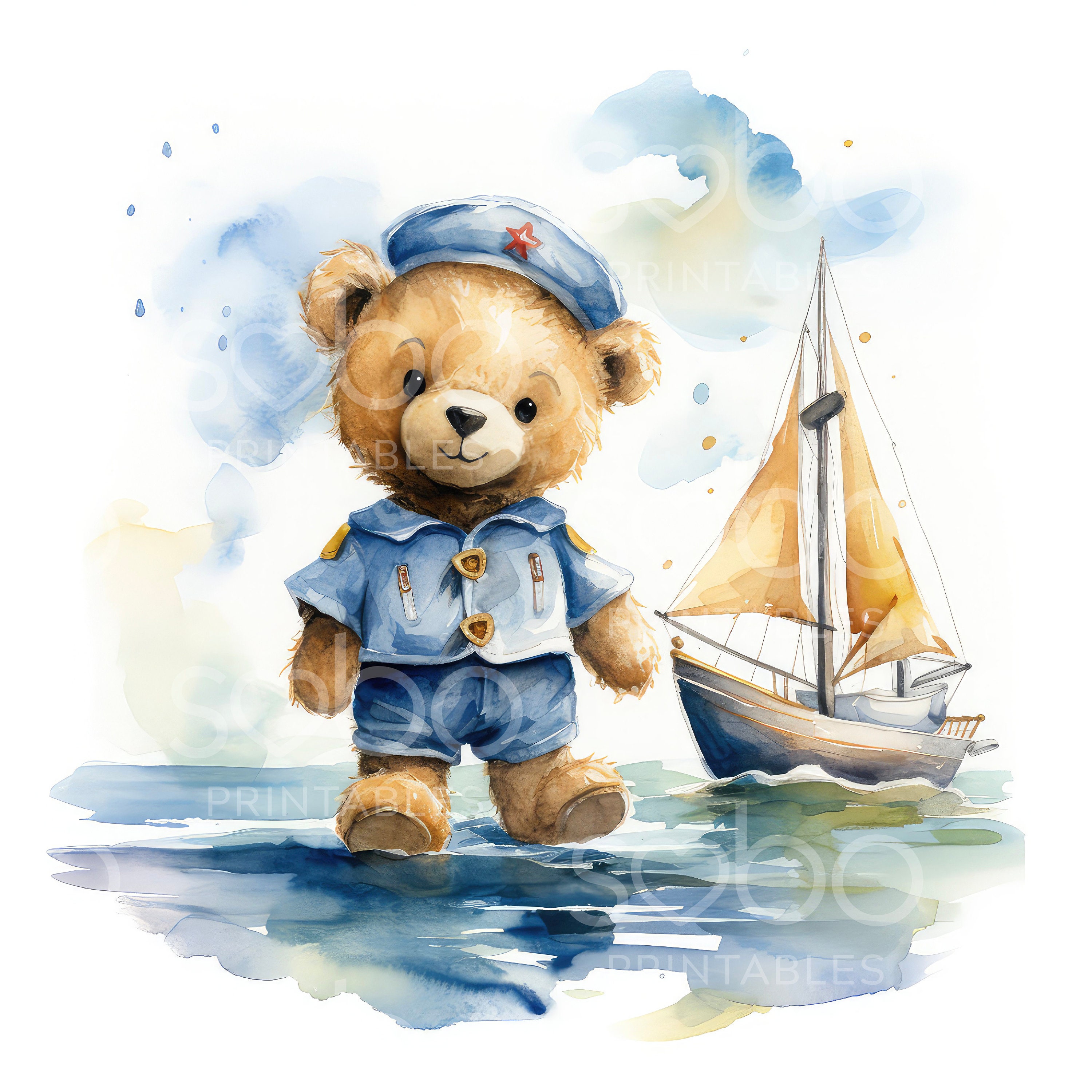 Nautical Bear Clipart 16 High Quality Jpgs, Digital Download, Card ...