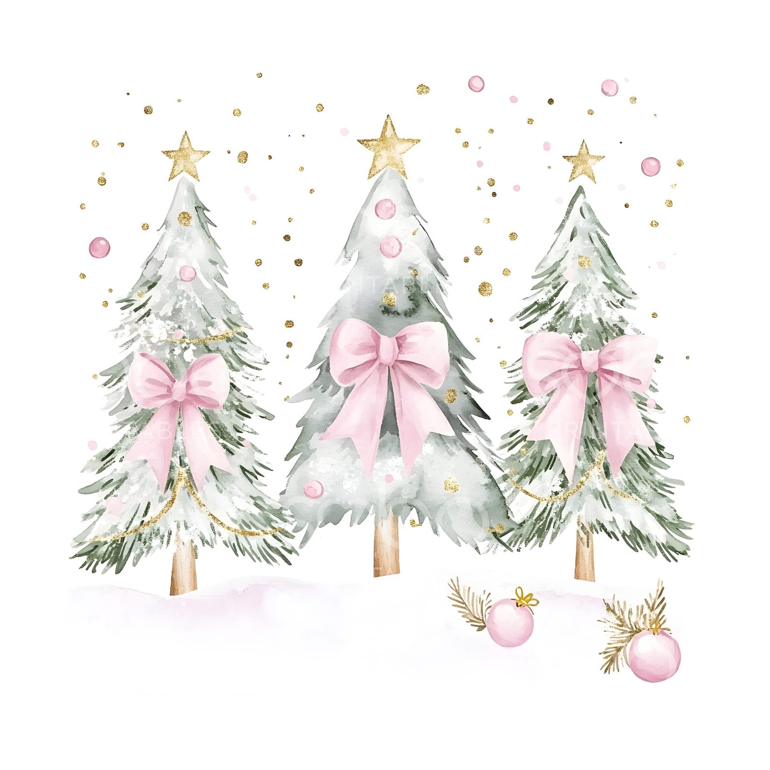36 Girly Xmas Trees Bow Clipart, Pink Coquette Christmas Tree, Winter ...