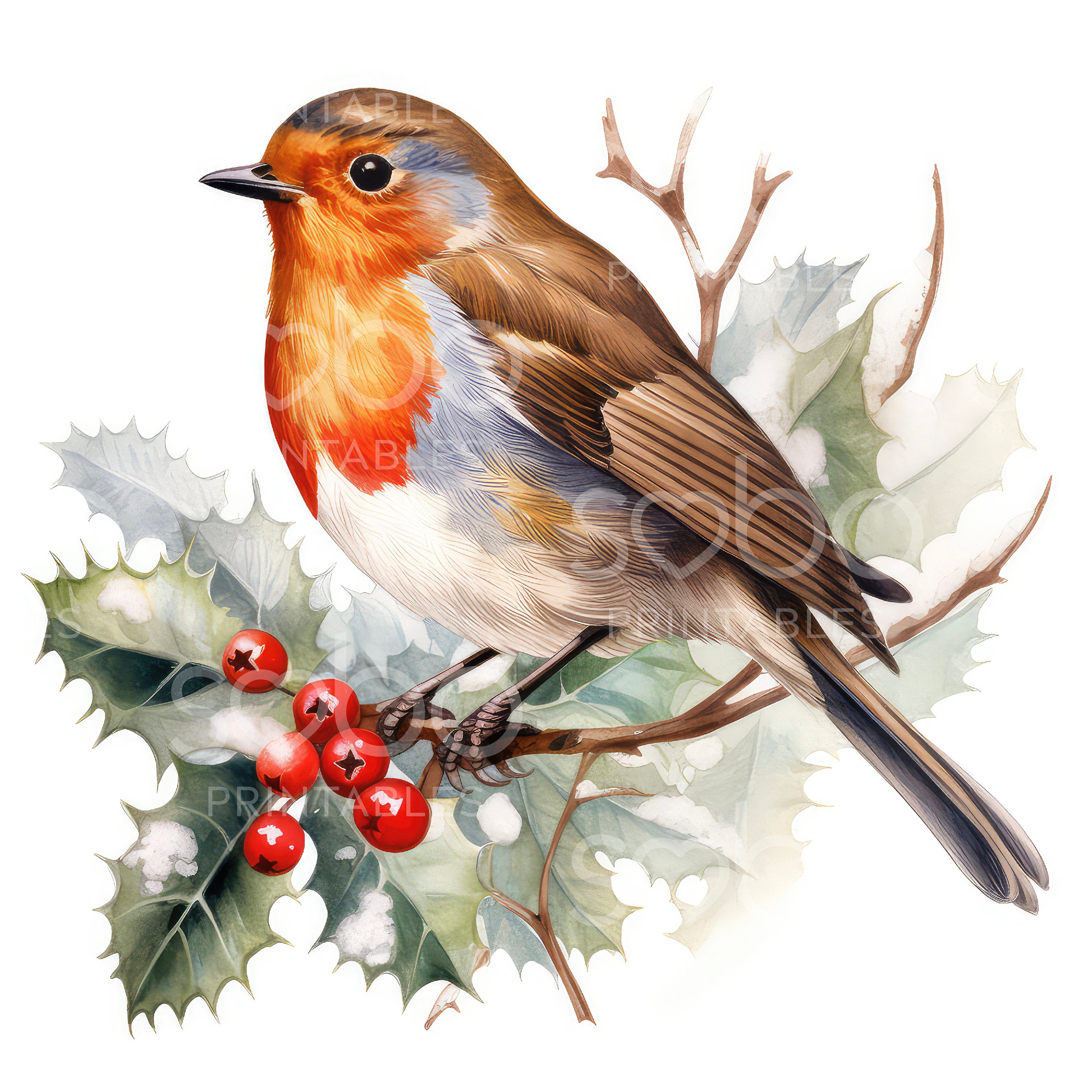 Christmas Robin Clipart 10 High Quality Jpgs, Digital Planner, Junk ...