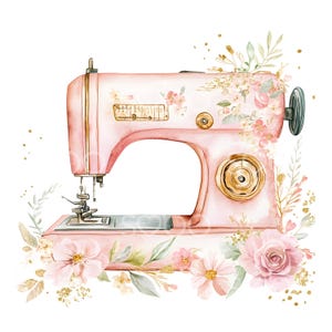 30 Floral Cute Sewing Machine Clipart, Vintage Sewing Machine, High ...