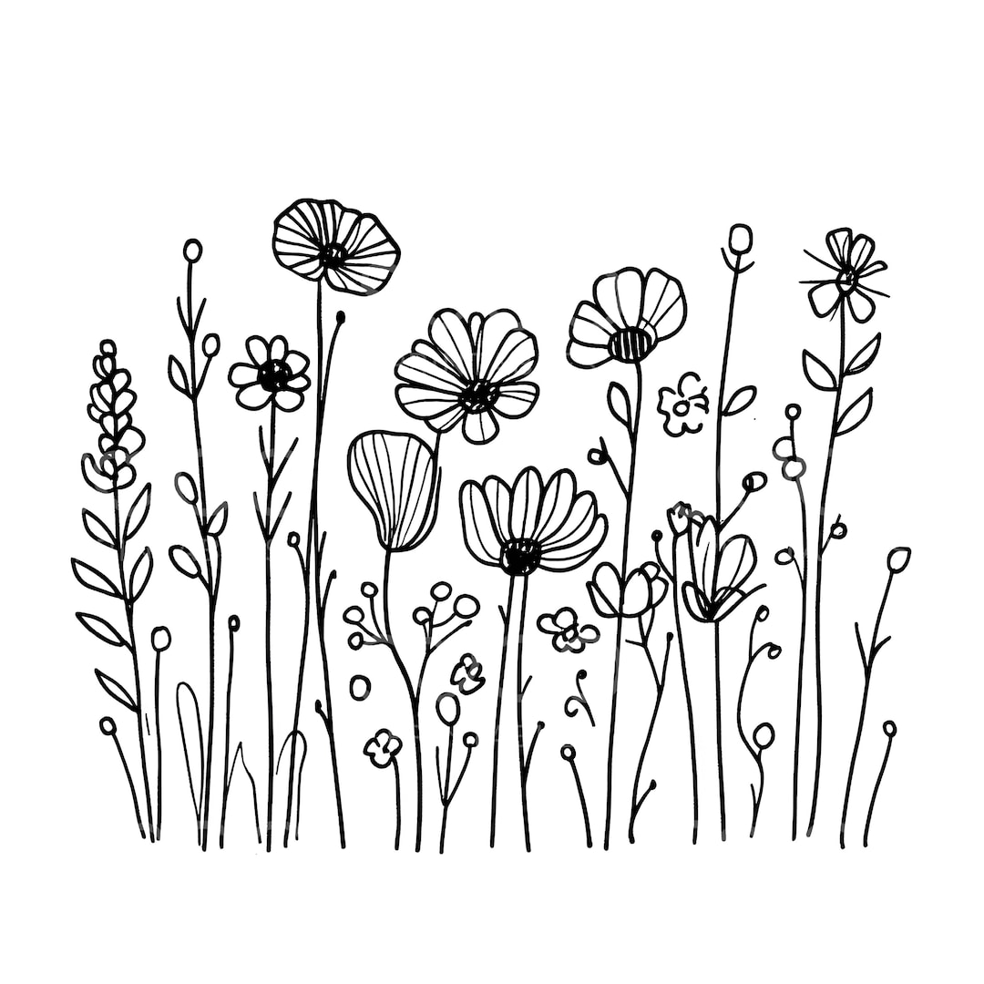 18 Doodle Wildflowers Clipart, Hand Drawn Botanical Flowers, High ...