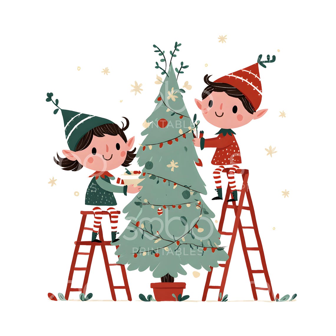 22 Xmas Tree Elves Clipart, Cute Christmas Elves, Christmas Clipart ...