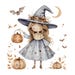 21 Cute Moon Witch Clipart, Witchy Halloween, Printable Watercolor Art ...