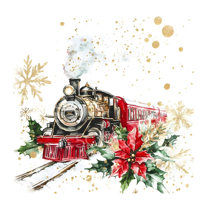 27 Xmas Polar Express Clipart, North Pole, Blue Train, Xmas Holiday ...