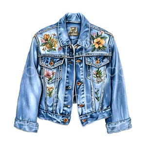 21 Denim Jacket Clipart, Cute Jeans Jacket, Jacket Watercolor Clipart ...