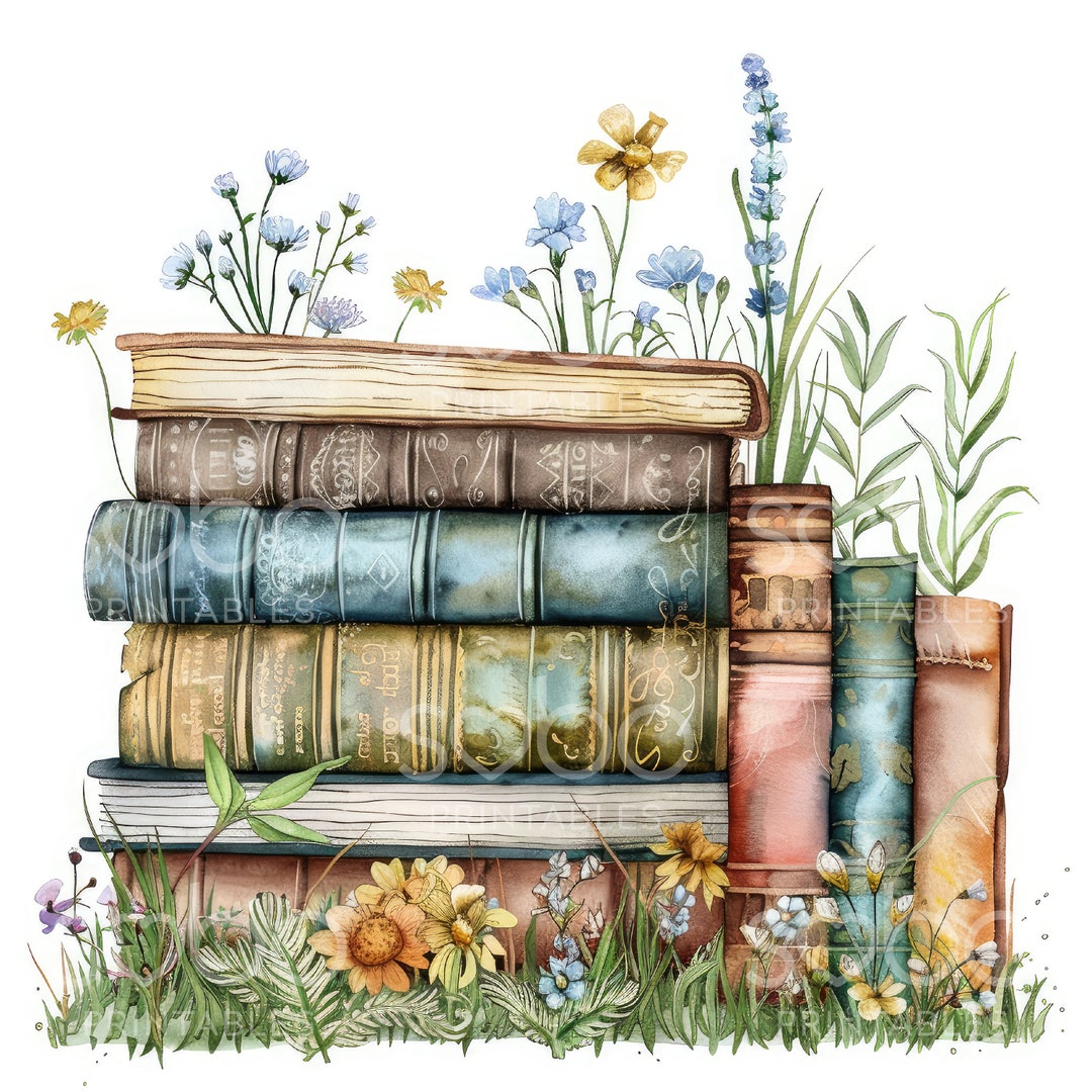 Old Books Flowers- 14 High Quality Jpgs, Digital Download, Card Making ...