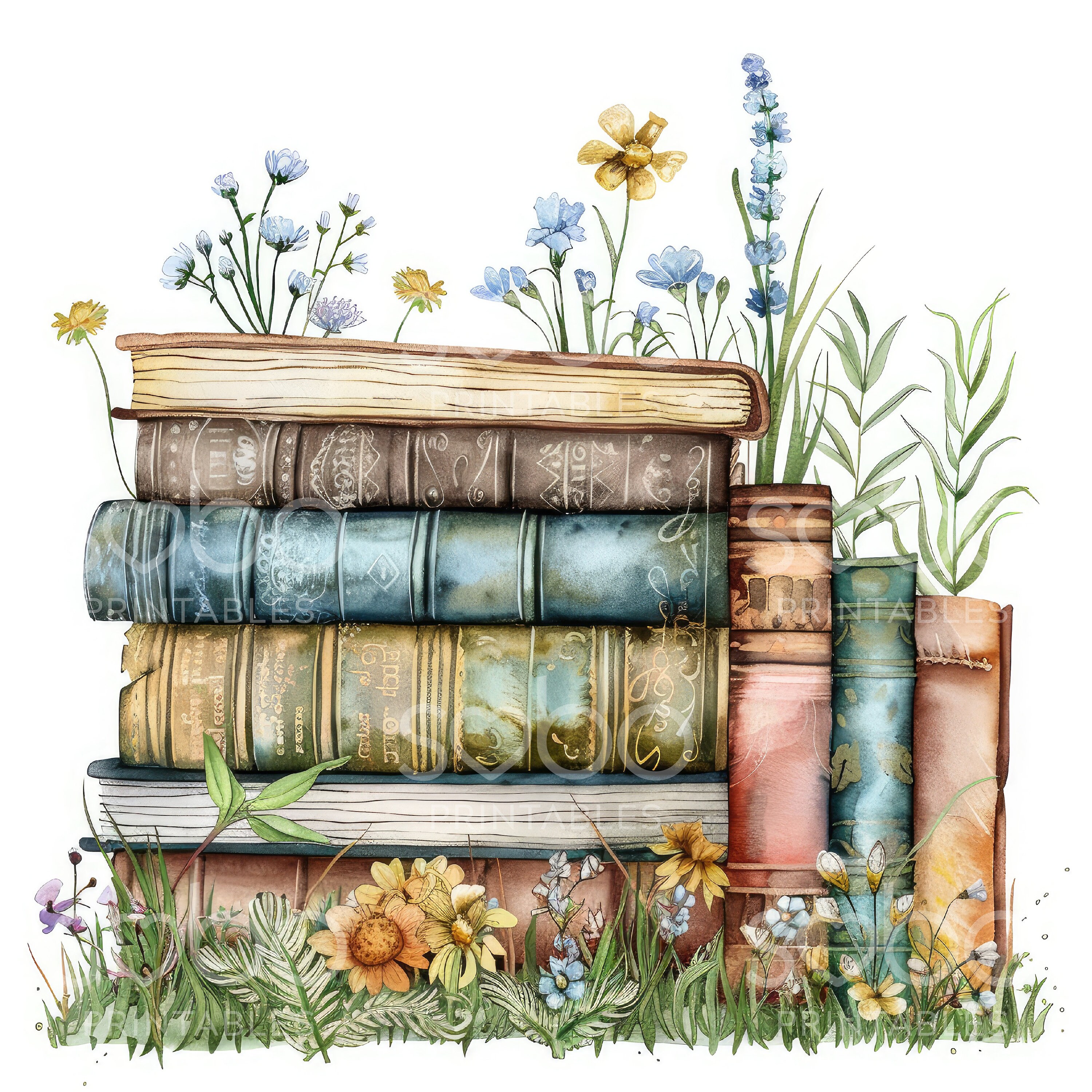 Old Books Flowers- 14 High Quality Jpgs, Digital Download, Card Making ...