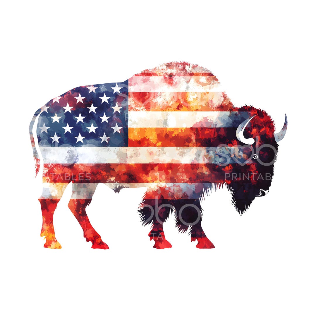 25 Patriotic Bison Clipart, Bison Art, USA Bison, 4th of July ...