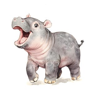 15 Pygmy Hippo Clipart, Cute Hippopotamus, Moo Deng Hippo, Bouncy Pygmy ...