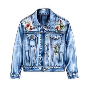 21 Denim Jacket Clipart, Cute Jeans Jacket, Jacket Watercolor Clipart ...