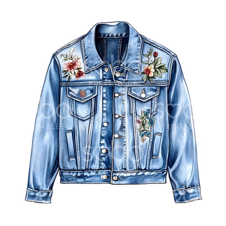 21 Denim Jacket Clipart, Cute Jeans Jacket, Jacket Watercolor Clipart ...