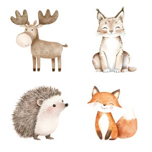 22 Woodland Animals Clipart, Bear, Fox, Nursery Art, Forest Animals ...