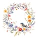 22 Floral Bird Wreaths Clipart, Wildflower Wreath Art, High Quality ...