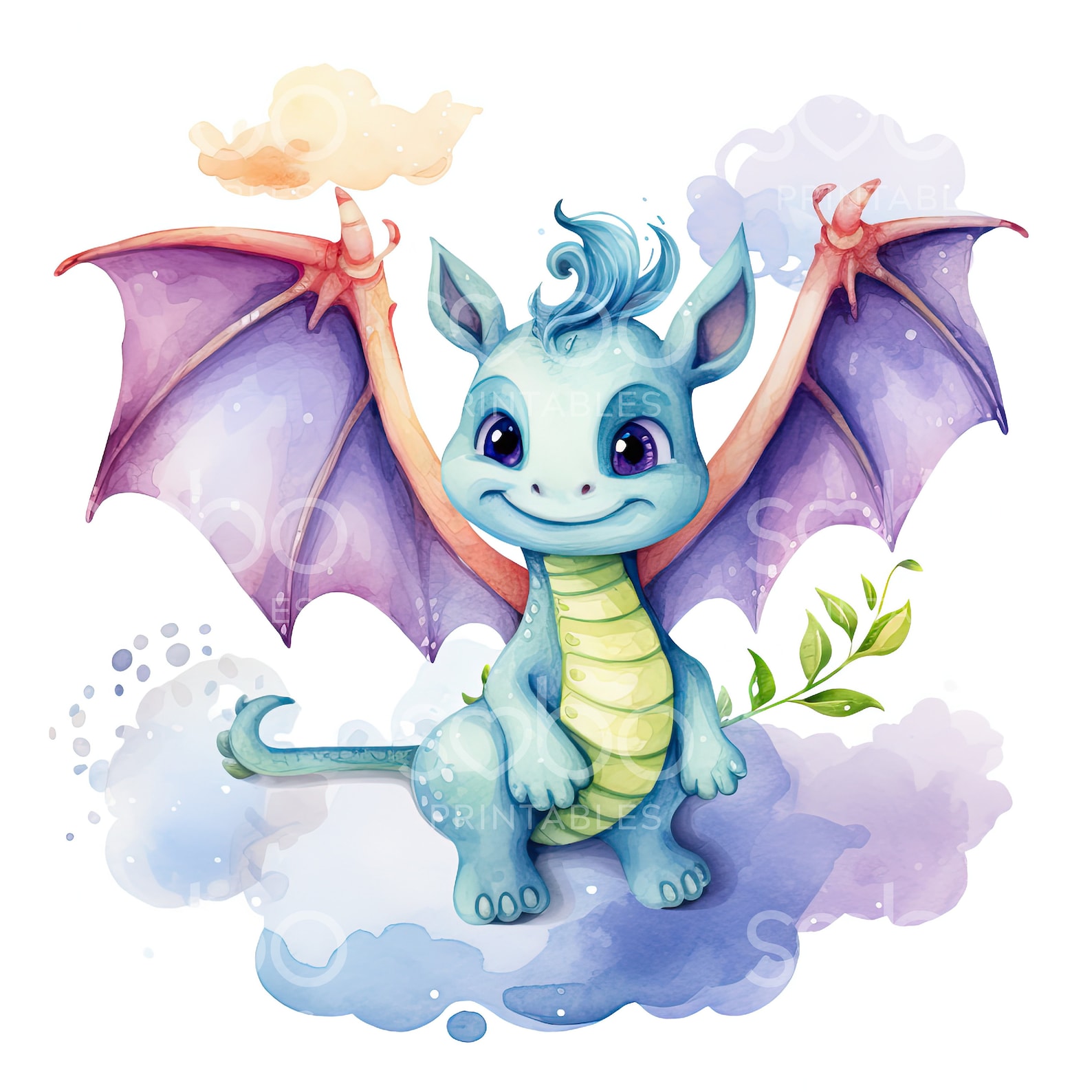 18 Pastel Dragons Clipart, Dragon Clipart, Printable Watercolor Clipart ...