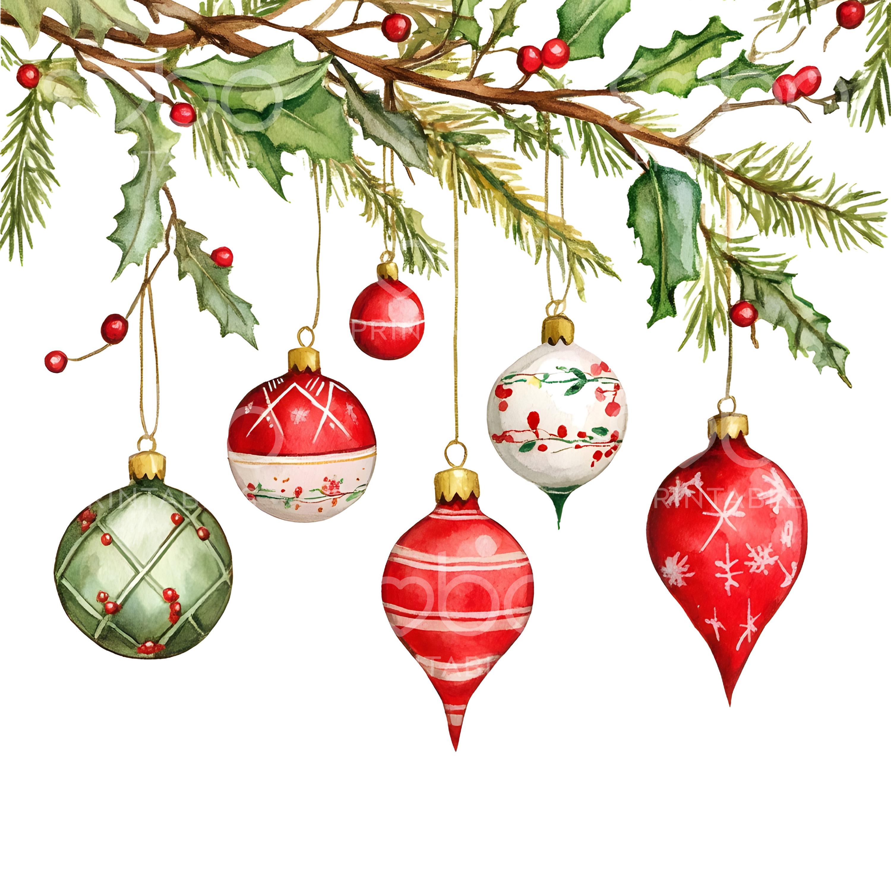 25 Xmas Leaves Decor Clipart, Christmas Decor, Christmas Hanging ...