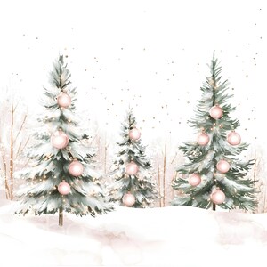 24 Pink Christmas Trees Clipart, Winter Festive Clipart, Printable ...