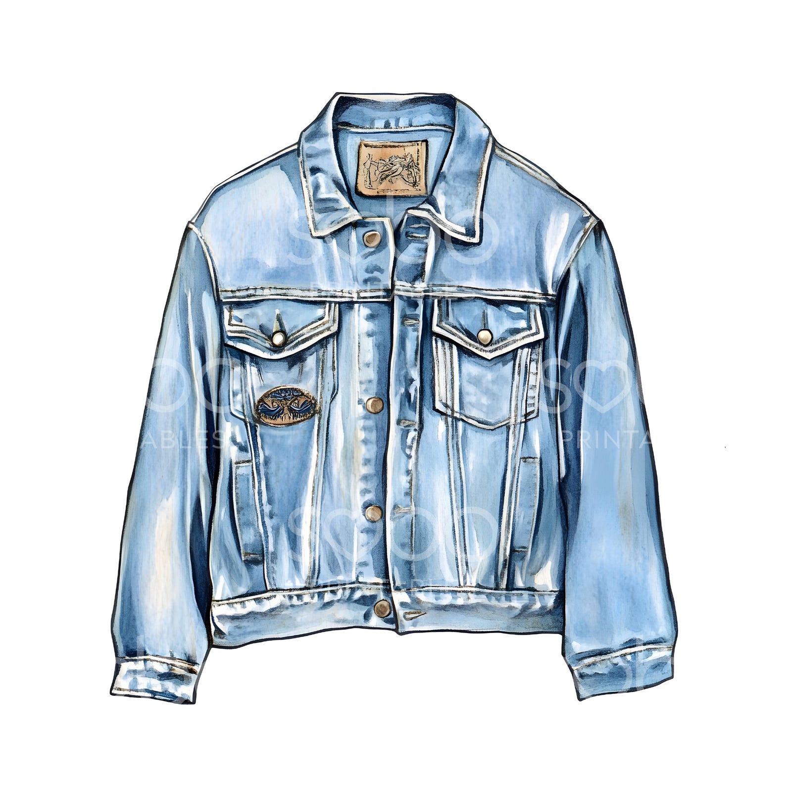 21 Denim Jacket Clipart, Cute Jeans Jacket, Jacket Watercolor Clipart ...