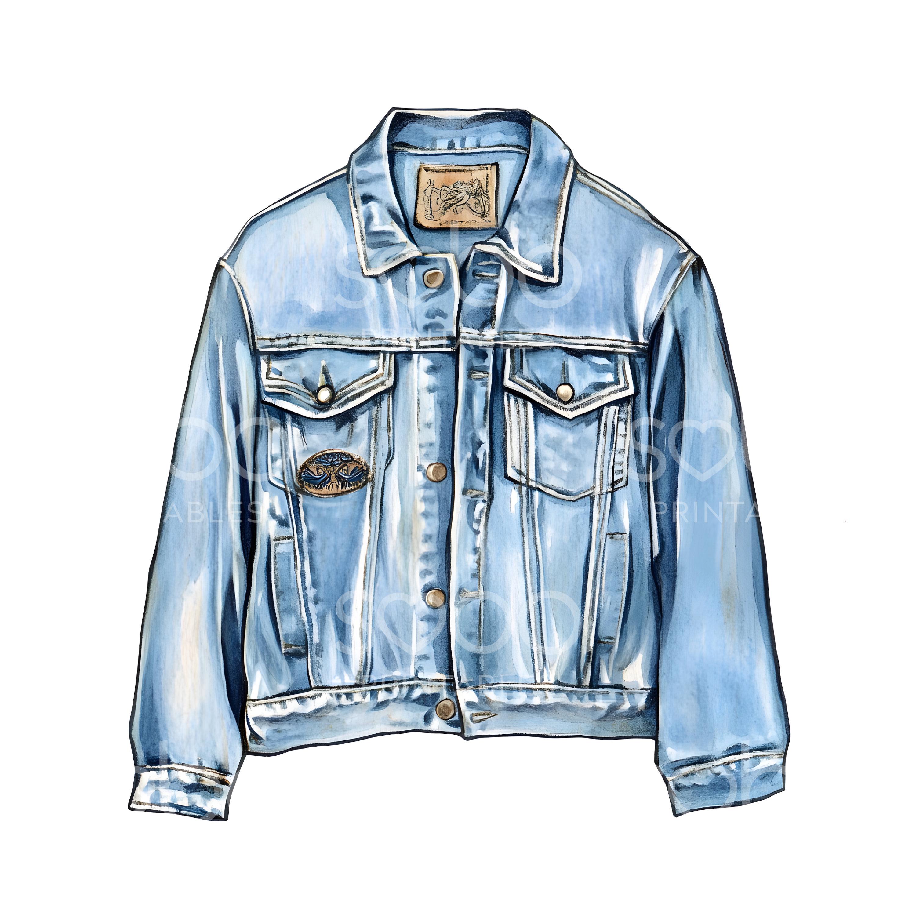 21 Denim Jacket Clipart, Cute Jeans Jacket, Jacket Watercolor Clipart ...