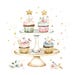 30 Boho Pastel Cupcake Clipart, Kids Birthday Cupcakes Invite, Gold ...