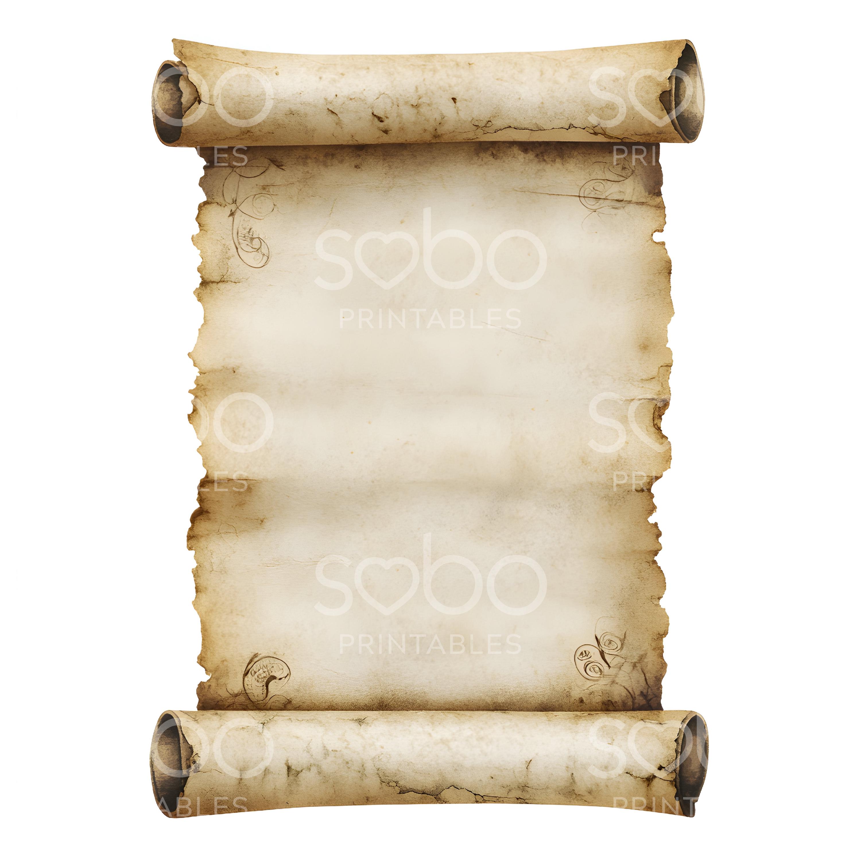 23 Medieval Scroll Clipart, Vintage Scroll, Paper Scroll, Printable ...