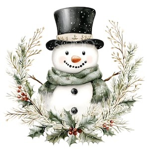 15 Snowman Wearing Hat Clipart, Christmas Clipart, Christmas Card, High ...