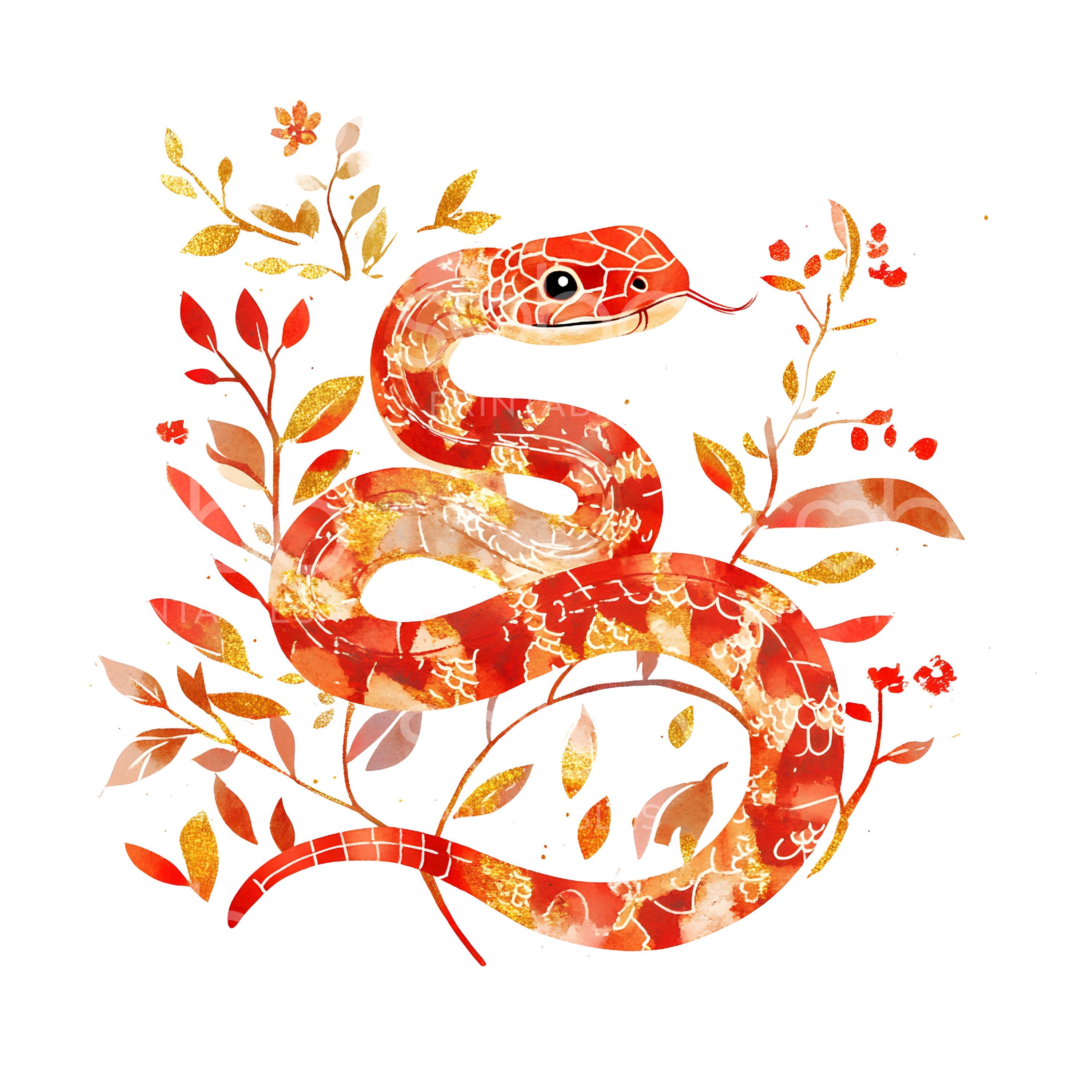20 Lunar New Year Snake Clipart, Chinese New Year Snake, Printable ...