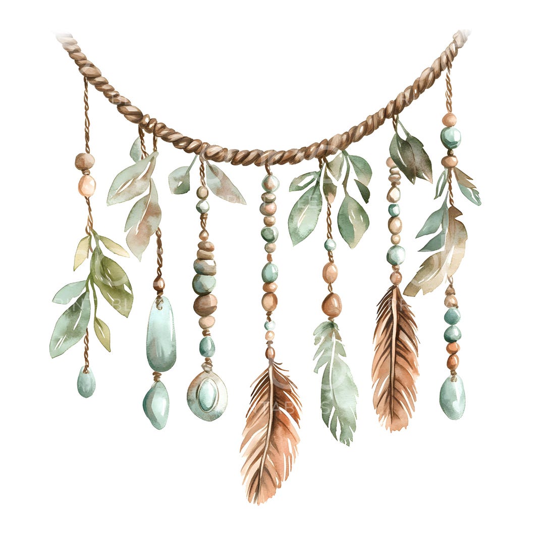 27 Boho Leaves Decor Clipart, Cute Boho Garland, Printable Watercolor ...