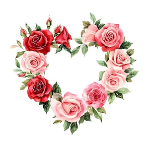 32 Floral Heart Wreaths Clipart, Valentine's Day Heart, High Quality ...