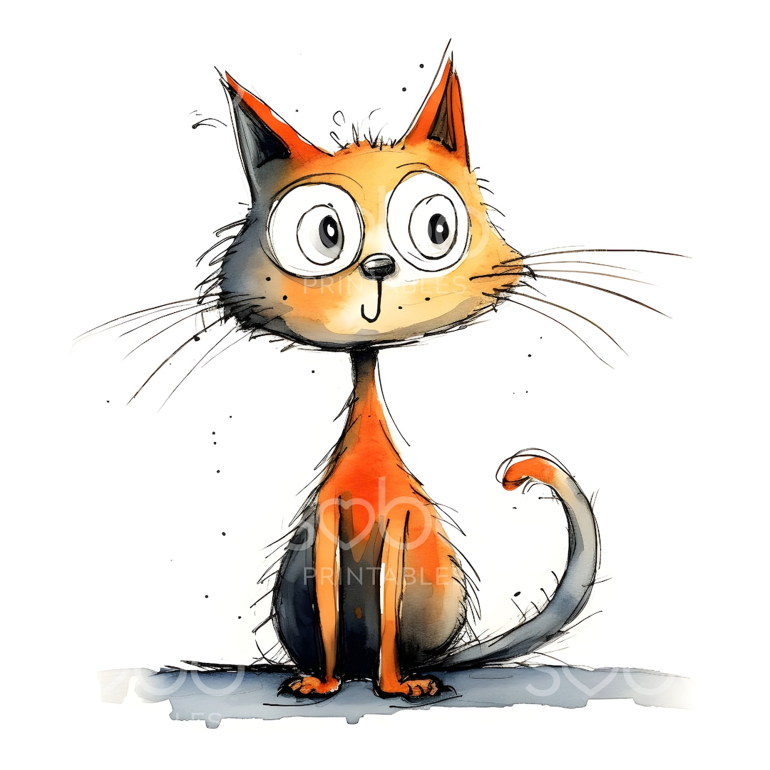 16 Quirky Cat Clipart, Funny Cat, Crazy Cats, High Quality Jpgs ...
