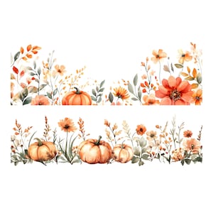 20 Watercolour Halloween Pumpkin Borders Clipart, Fall Autumn Borders ...