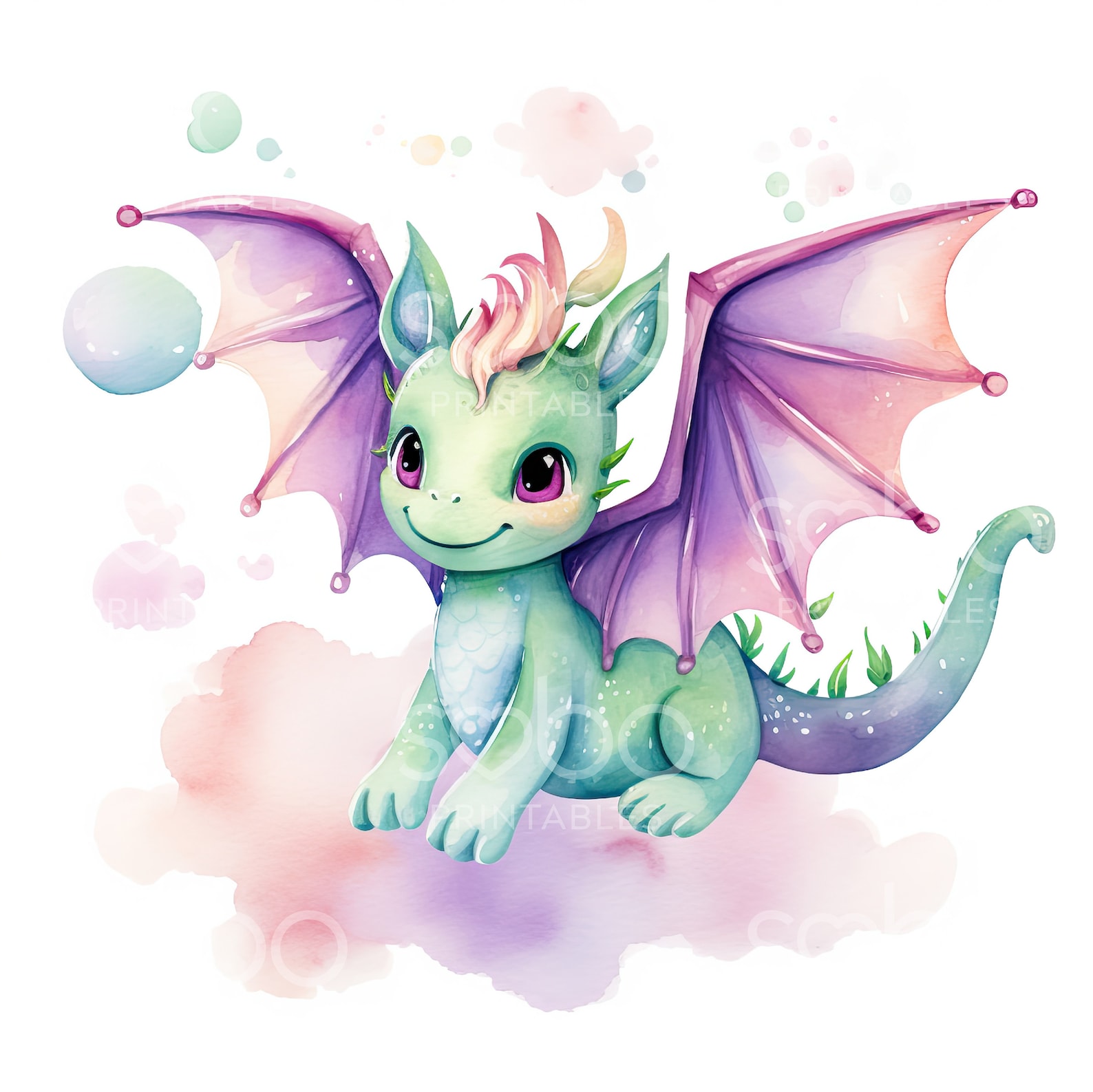 18 Pastel Dragons Clipart, Dragon Clipart, Printable Watercolor Clipart ...