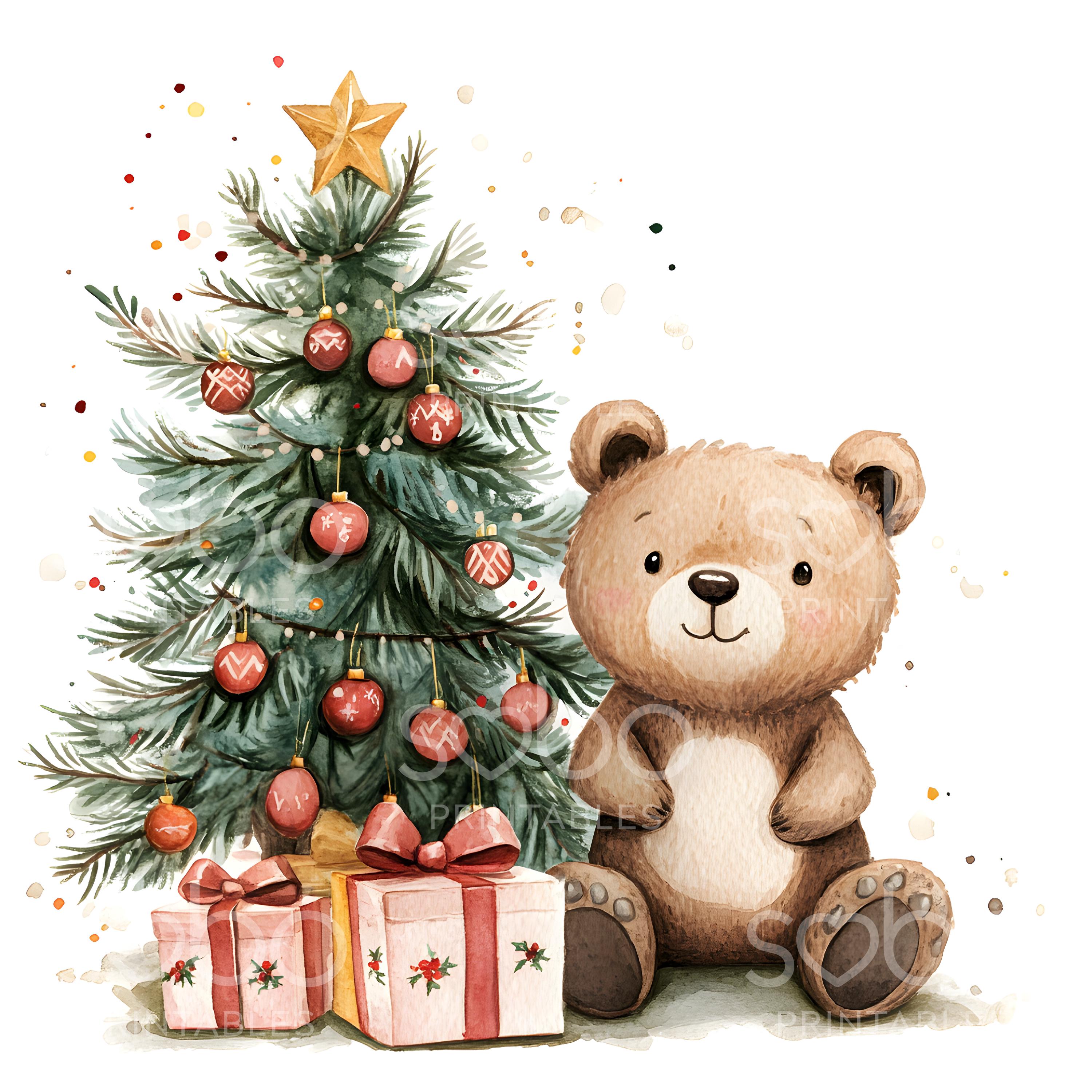 15 Christmas Bears Clipart, Baby Bear, Christmas Card Clipart, High ...