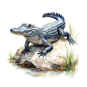 17 Large Crocodile Clipart, Crocodile in Marsh Swamp, Crocodile ...