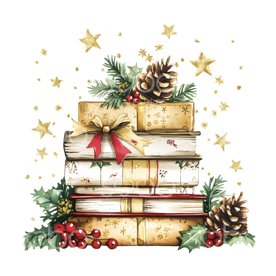25 Christmas Book Stack Clipart, Christmas Festive Books, Christmas ...