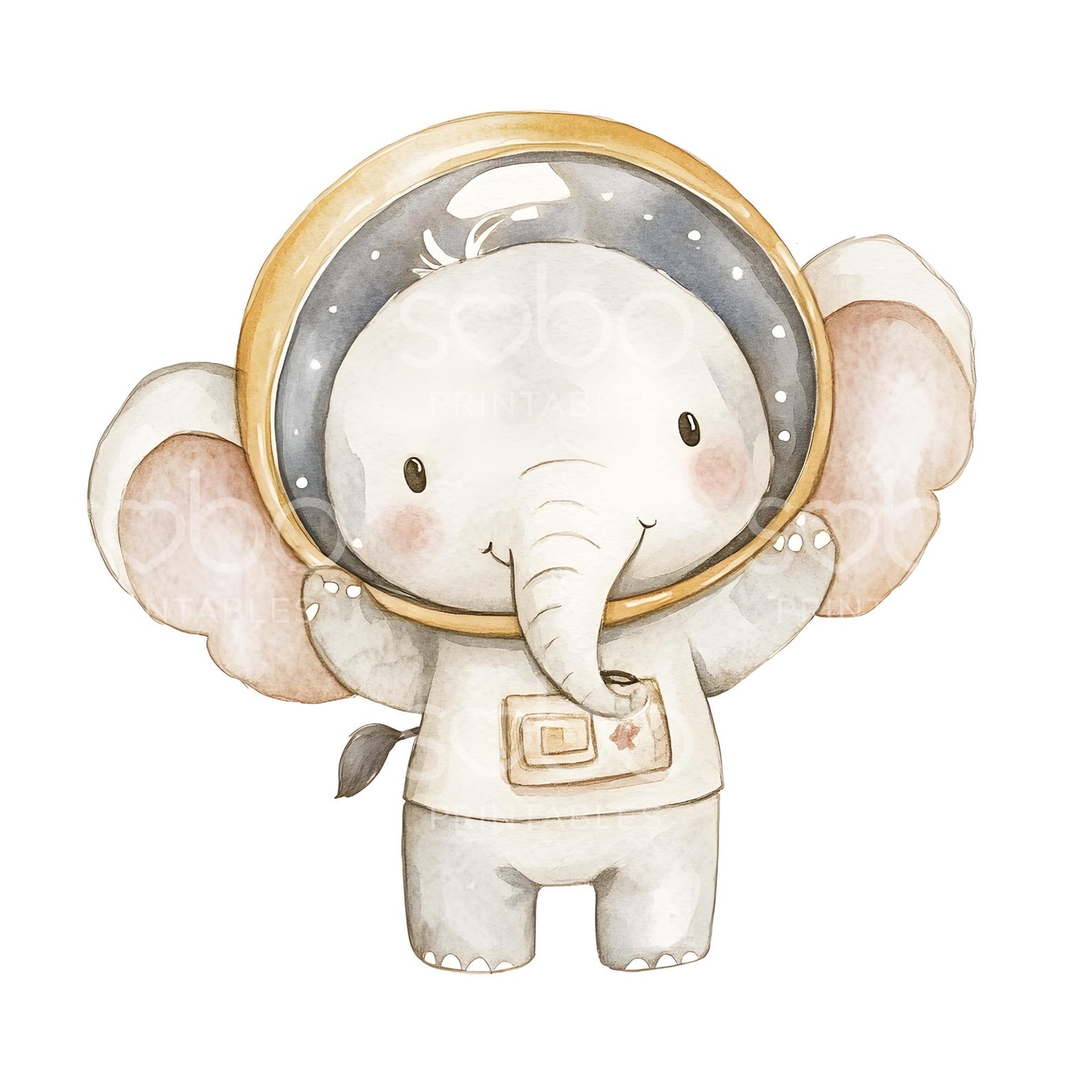 15 Cute Safari Astronaut Clipart, Lion, Giraffe, Nursery Art, Safari ...