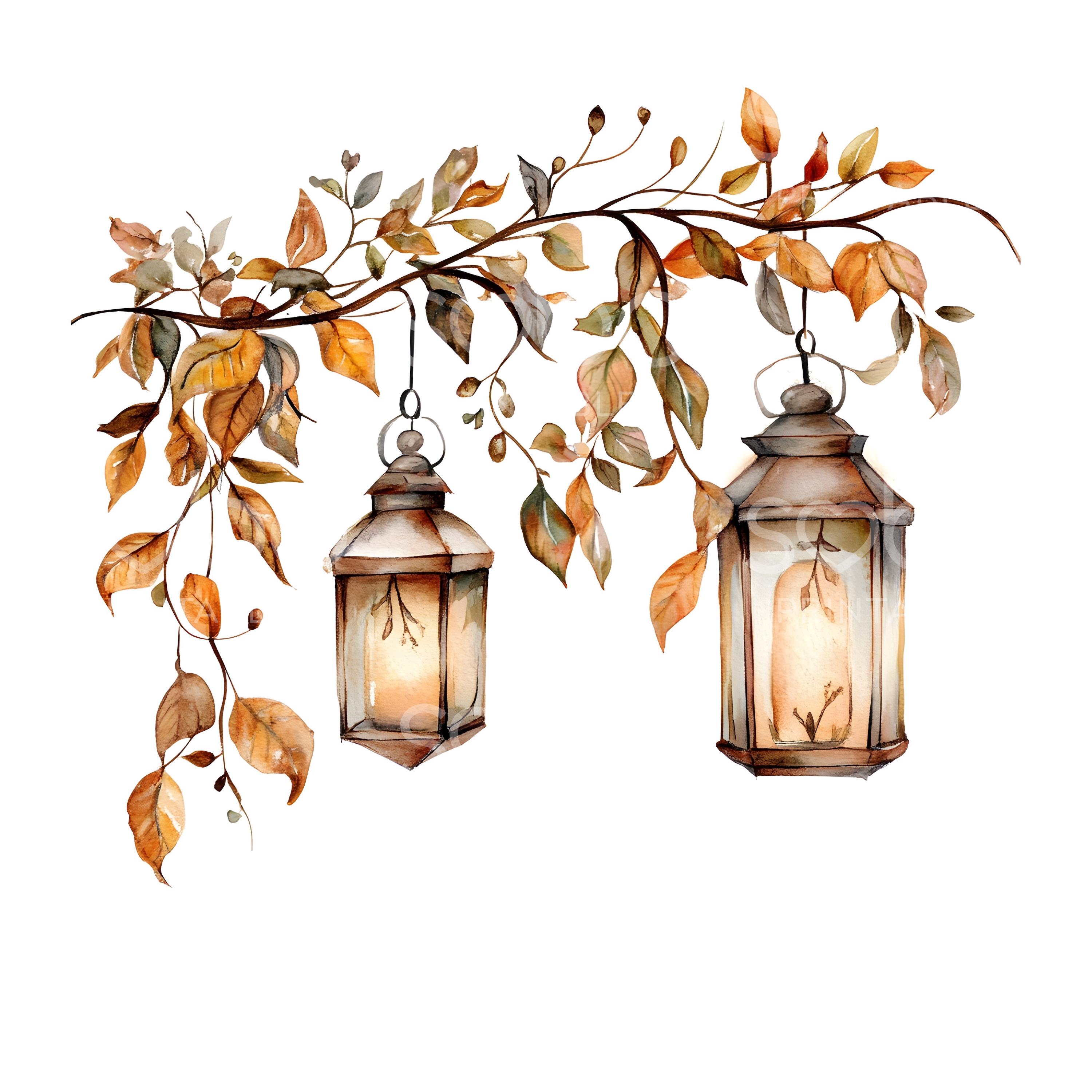 27 Autumn Lanterns Clipart, Autumn Bunting, Fall Party Garland ...