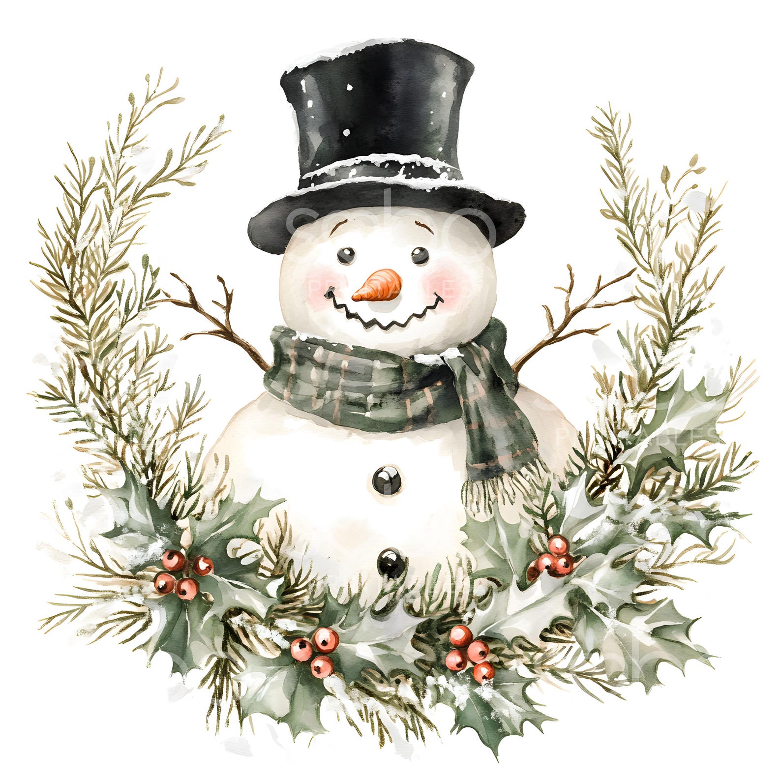 15 Snowman Wearing Hat Clipart, Christmas Clipart, Christmas Card, High ...