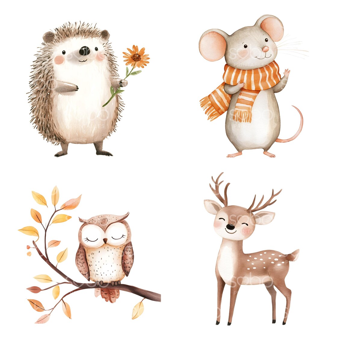17 Autumn Woodland Animals Clipart, Nursery Art, Fall Animals Clipart ...